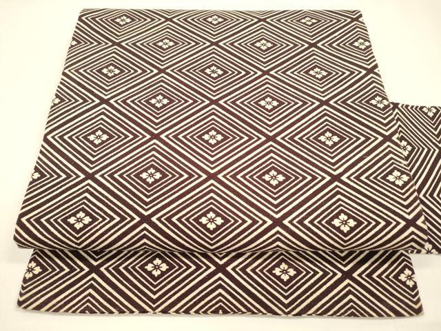 平和屋着物●全通柄九寸名古屋帯　型染　花菱文　正絹　逸品　DAAZ4211cm