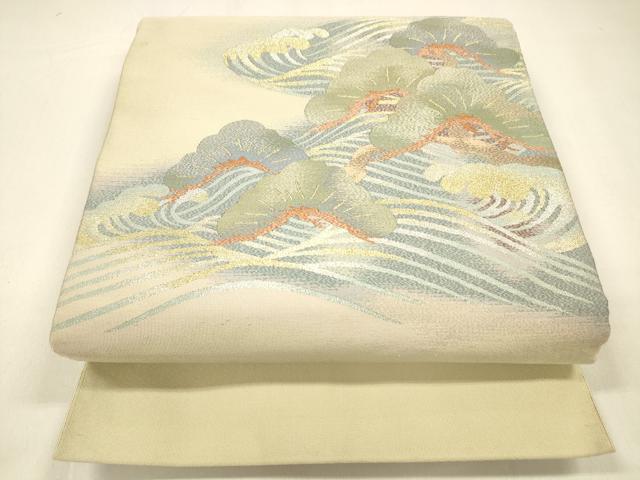 平和屋着物●爪掻き本綴れ　八寸名古屋帯　流水松文　金銀糸　正絹　逸品　DAAZ4215cm