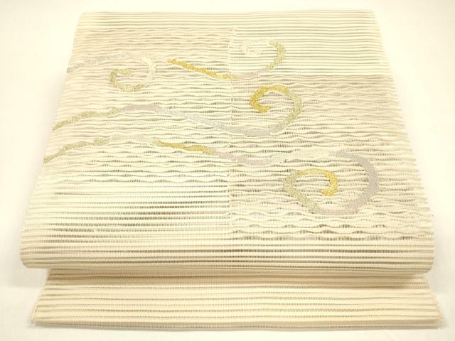平和屋着物＊夏物　絽綴れ　八寸名古屋帯　流水文　金銀糸　正絹　逸品　DAAZ4228cm