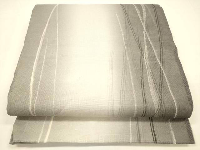 平和屋着物＊夏物　石川県指定無形文化財　夏牛首紬　白山工房　手織り　全通柄袋帯　抽象文様　正絹　逸品　DAAZ4236cm