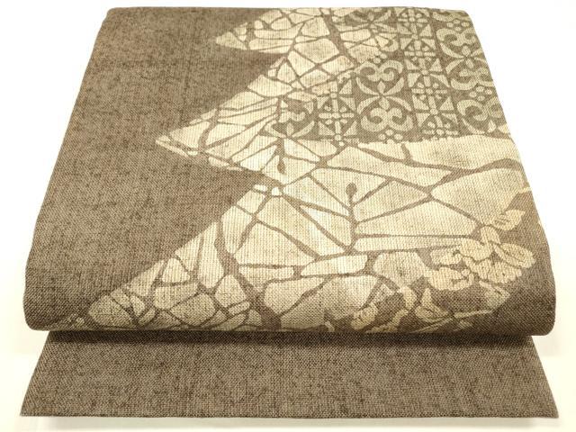 平和屋着物＊夏物　六通柄袋帯　抽象草花文　正絹　逸品　DAAZ4256cm