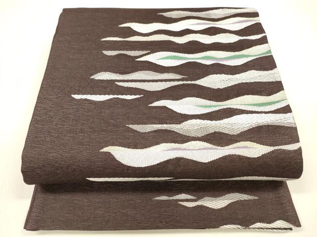 平和屋着物＊夏物　六通柄袋帯　唐織　抽象文様　金銀糸　正絹　逸品　DAAZ4268cm