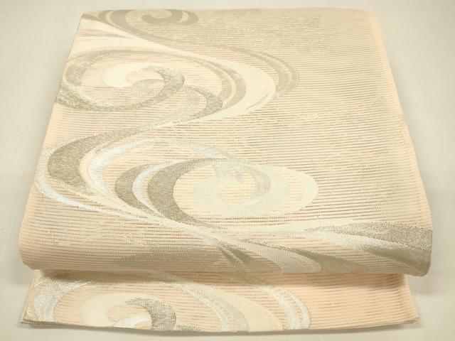 平和屋着物＊夏物　六通柄袋帯　流水文　銀糸　正絹　逸品　DAAZ4282cm