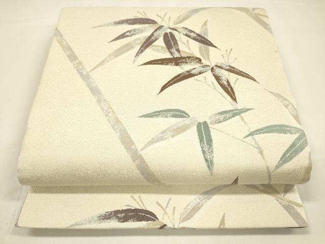 平和屋着物●両面　全通柄袋帯　雪持ち笹竹文　更紗花唐草文　正絹　逸品　DAAZ4297cm