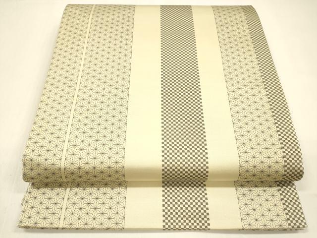 平和屋着物●全通柄袋帯　麻の葉間道　正絹　逸品　DAAZ4303cm