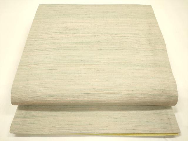 平和屋着物●両面　全通柄袋帯　草木染　紅花　紬地　霞文　正絹　逸品　DAAZ4314cm