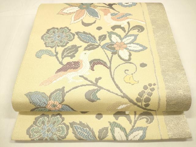 平和屋着物●六通柄袋帯　唐織　花鳥文　正絹　逸品　DAAZ4323cm