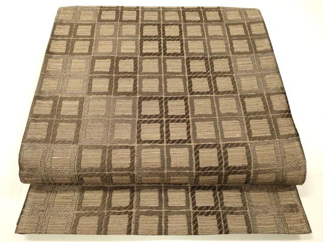 平和屋着物●全通柄袋帯　幾何学文様　やまと誂製　正絹　逸品　DAAZ4340cm