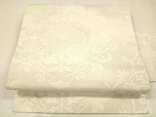 平和屋着物●九寸名古屋帯　正倉院花文　正絹　逸品　DAAZ4370cm