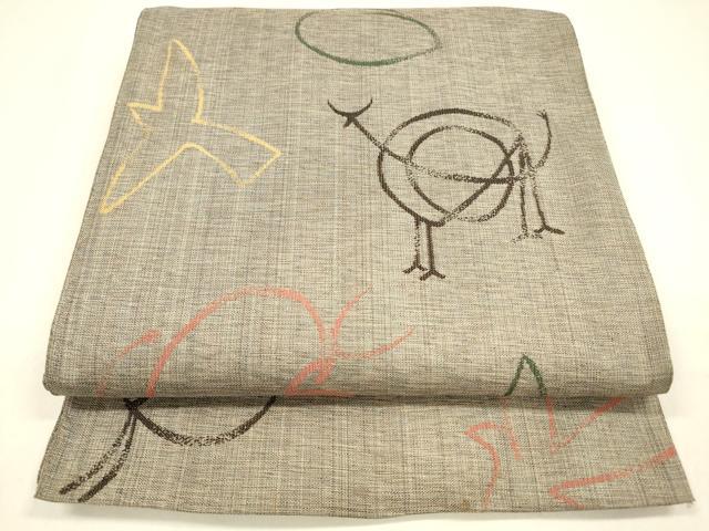 平和屋着物●六通柄　本袋帯　動物文　正絹　逸品　DAAZ4388cm