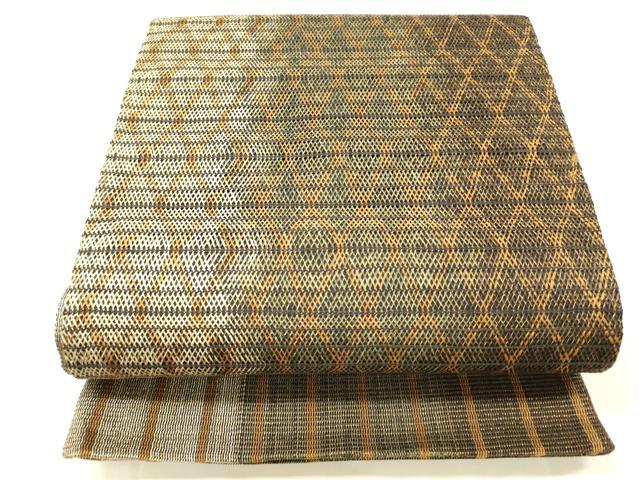 平和屋着物▽スリーシーズン　春夏秋　六通柄袋帯　組織　抽象文様　金糸　正絹　逸品　DAAZ4419cm