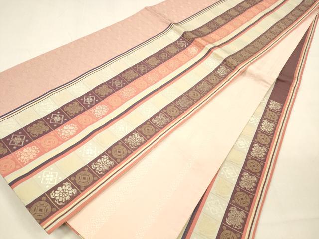 平和屋着物●本場筑前博多織　両面　六通柄　京袋帯　吉祥花間道　献上　虹色　銀糸　正絹　逸品　DAAZ4471cm