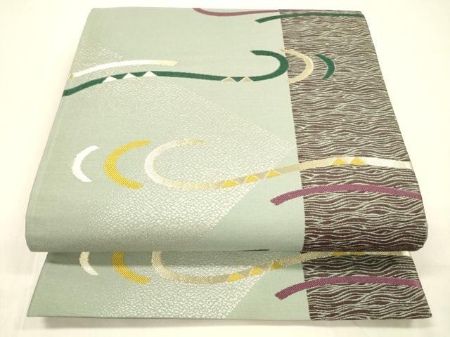 平和屋着物●六通柄袋帯　抽象文様　金銀糸　正絹　逸品　DAAZ4488cm