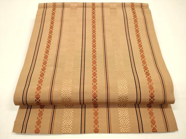 平和屋着物●本場筑前博多織　八寸名古屋帯　献上　江戸茶色　正絹　逸品　DAAZ4501cm