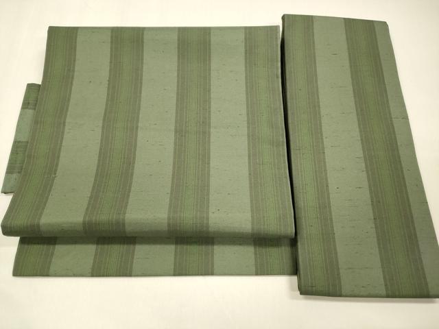 平和屋着物●つけ帯　紬地　間道　正絹　逸品　DAAZ4515cm