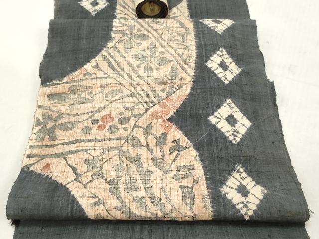 平和屋着物○染織の名門 しょうざん 生紬 名古屋帯 反物 草花文 逸品