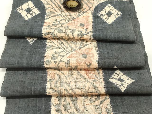 平和屋着物●染織の名門　しょうざん  生紬　名古屋帯　反物　草花文　逸品　未使用　DAAZ4641we