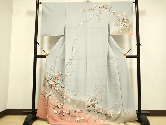 平和屋着物●訪問着　友禅　作家物　枝花文　暈し染め　正絹　逸品　DAAZ5034du
