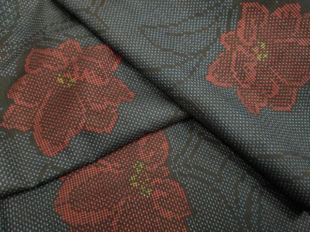 平和屋着物●本場大島紬　7マルキ　草花文　正絹　逸品　未使用　DAAZ5035du