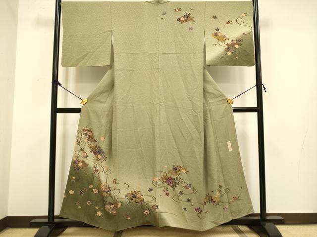 平和屋着物●訪問着　作家物　本草染　花筏文　暈し染め　正絹　逸品　DAAZ5066du