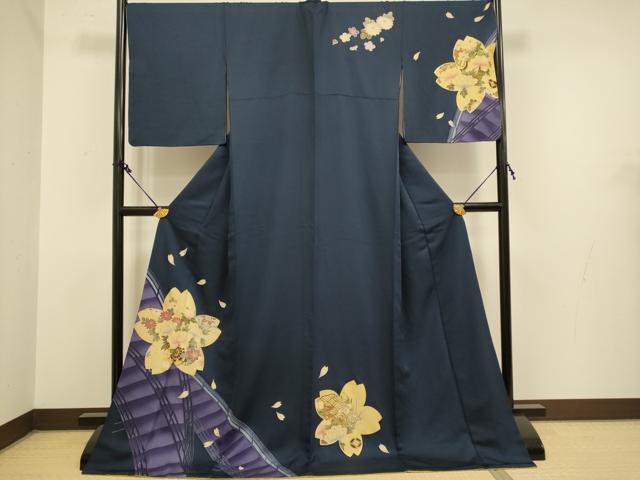 平和屋着物●訪問着　渡橋花車文　金彩　ロング丈　正絹　逸品　DAAZ5068du