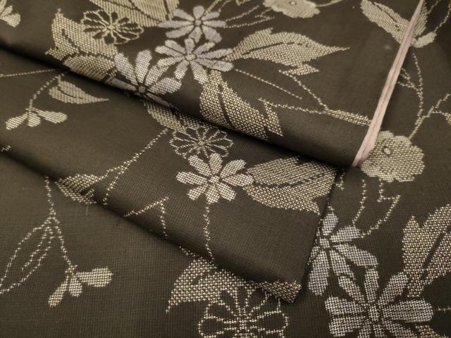 平和屋着物●本場大島紬　草花文　正絹　逸品　DAAZ5085du