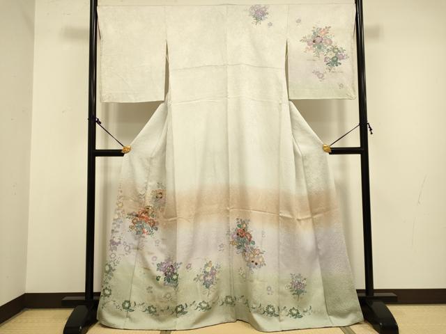 平和屋着物●訪問着　草花文　金彩　正絹　逸品　DAAZ5107du