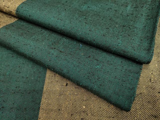 平和屋着物●伊兵衛織　工芸手織　単衣　濃い高麗納戸色×黄枯茶色　正絹　逸品　DAAZ5120du