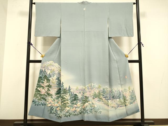 平和屋着物●十日町友禅作家　岡村蒼風　色留袖　風景花文　暈し染め　やまと謹製　正絹　逸品　DAAZ5122du