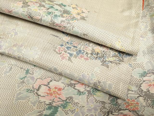 平和屋着物●本場大島紬　白大島紬　7マルキ　総絣　草花文　正絹　逸品　未使用　DAAZ5234du