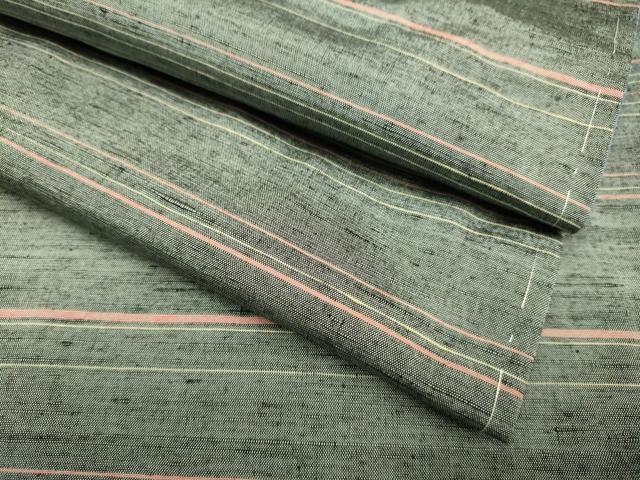 平和屋着物●上質な紬　横段文　正絹　逸品　未使用　DAAZ5272du