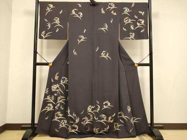 平和屋着物●訪問着　総刺繍　雪芝花文　金糸　正絹　逸品　DAAZ5336du