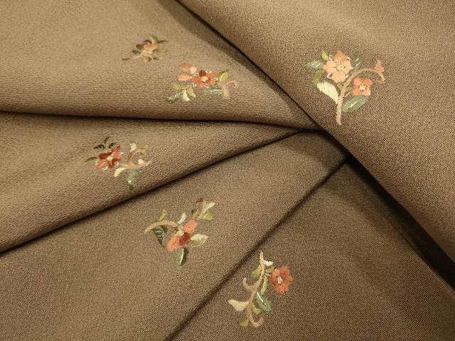 平和屋着物●上質な小紋　総刺繍　草花文　金糸　正絹　逸品　未使用　DAAZ5352du