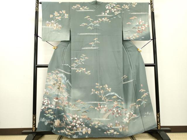 平和屋着物●訪問着　友禅　作家物　風景文　暈し染　正絹　逸品　DAAZ6034fe