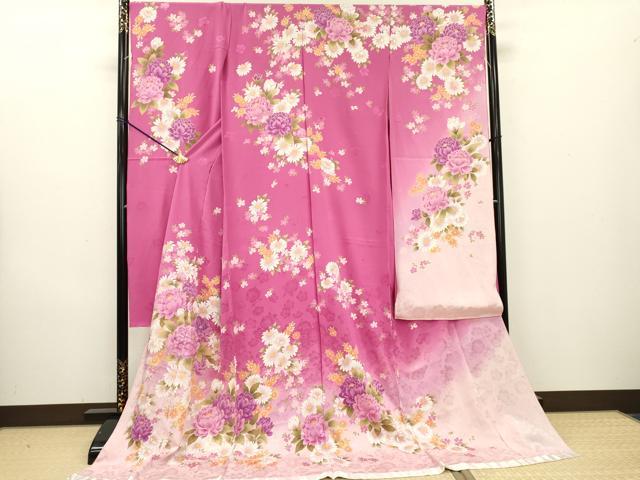 平和屋着物●ファッションブランド　hiromichi nakano　ヒロミチナカノ　振袖　草花　暈し染　金糸　仮絵羽　逸品　未使用　DAAZ6036fe