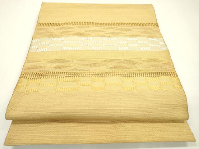 平和屋着物●八寸名古屋帯　紬地　もじり織　めがね織　横段文　正絹　逸品　DAAZ6484fe