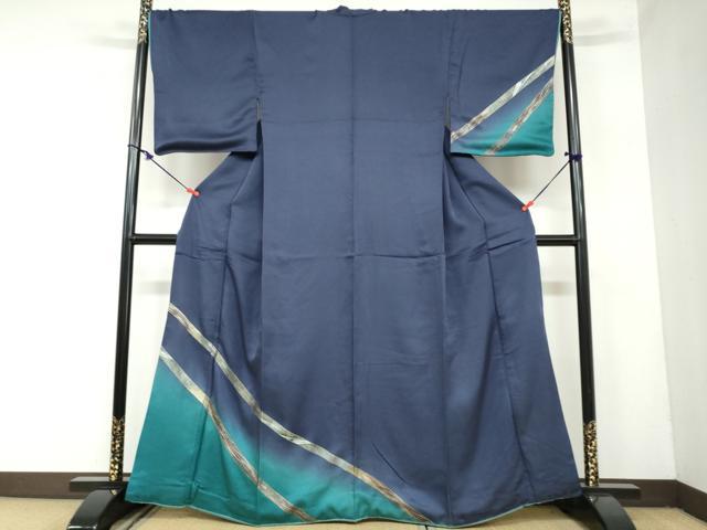 平和屋着物●訪問着　抽象文様　暈し染め　金銀彩　正絹　逸品　DAAZ7032ud