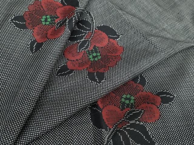 平和屋着物●本場大島紬　7マルキ　舞椿文　正絹　逸品　DAAZ7037ud