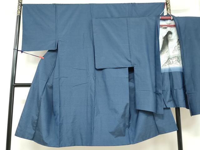 平和屋着物●男性　本場大島紬　アンサンブル　格子文　正絹　逸品　DAAZ7141ud