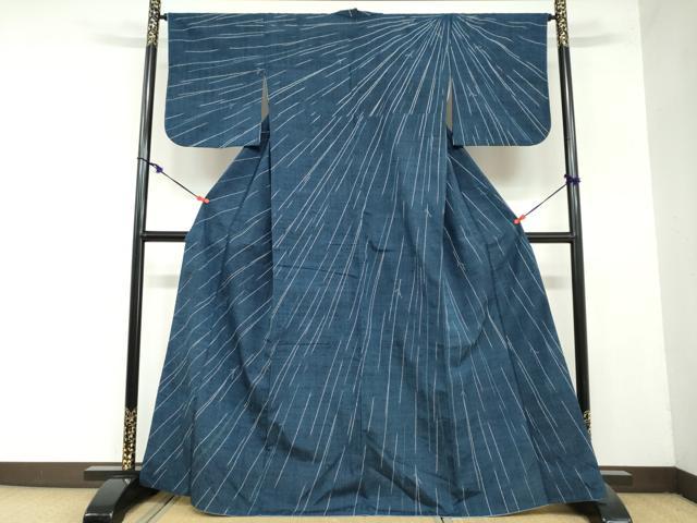 平和屋着物●訪問着　紬地　総刺繍　刺し子　抽象文様　溢れ松葉　正絹　逸品　DAAZ7146ud