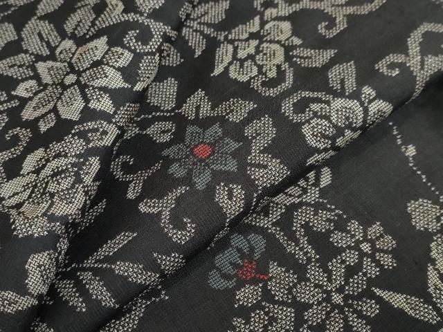 平和屋着物●本場大島紬　9マルキ　草花文　正絹　逸品　未使用　DAAZ7158ud