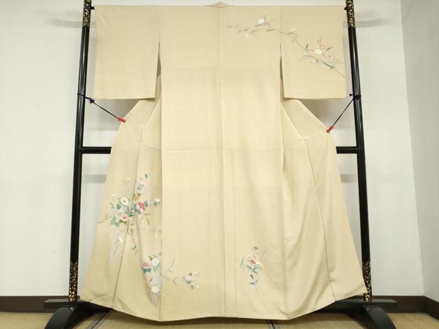 平和屋着物●訪問着　友禅　草花文　正絹　逸品　DAAZ7159ud