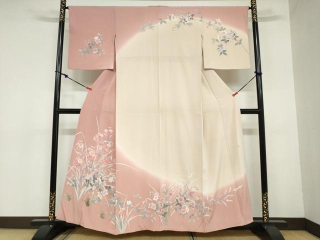 平和屋着物●訪問着　友禅　作家物　草花文　暈し染め　正絹　逸品　DAAZ7187ud