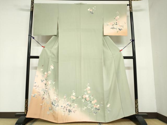 平和屋着物●訪問着　友禅　草花文　暈し染め　正絹　逸品　DAAZ7190ud