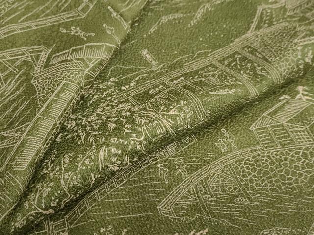 平和屋着物●上質な小紋　人物風景文　正絹　逸品　DAAZ7229ud