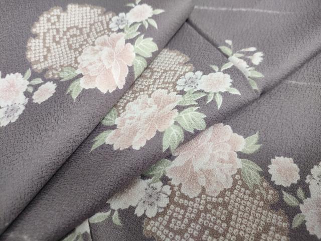 平和屋着物●小紋　雪輪草花文　洗える着物　DAAZ7235ud