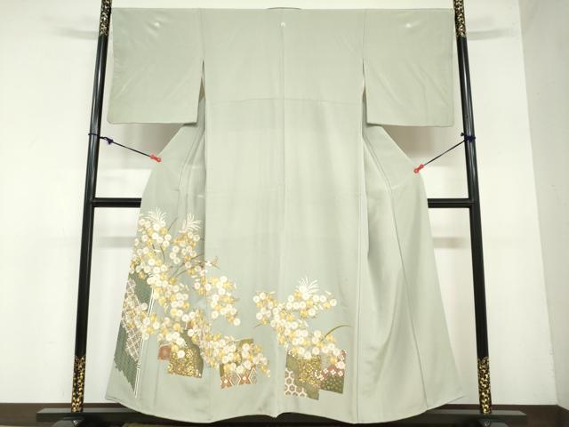 平和屋着物●豪華色留袖　駒刺繍　色紙重ね草花文　金彩　正絹　逸品　DAAZ7252ud