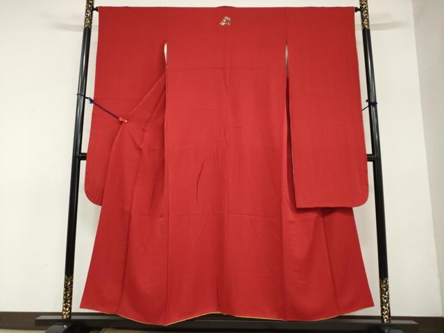 平和屋着物●豪華振袖　色無地　茜色　正絹　逸品　DAAZ7261ud