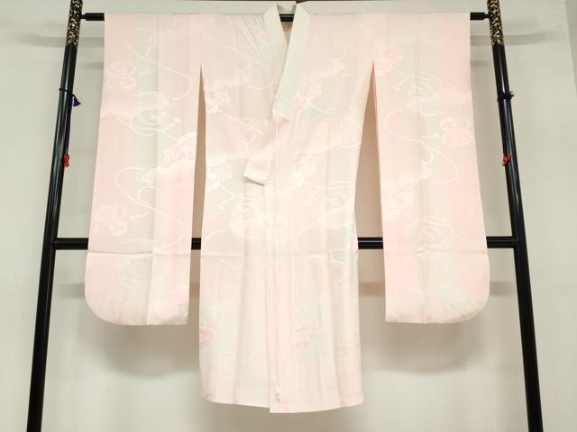 平和屋着物●振袖用長襦袢　袷　雲取り草花地紋　暈し染め　正絹　逸品　DAAZ7268ud