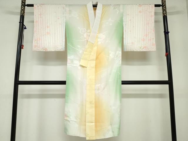 平和屋着物●長襦袢　無双仕立て　舞花地紋　暈し染め　金彩　正絹　逸品　DAAZ7294ud